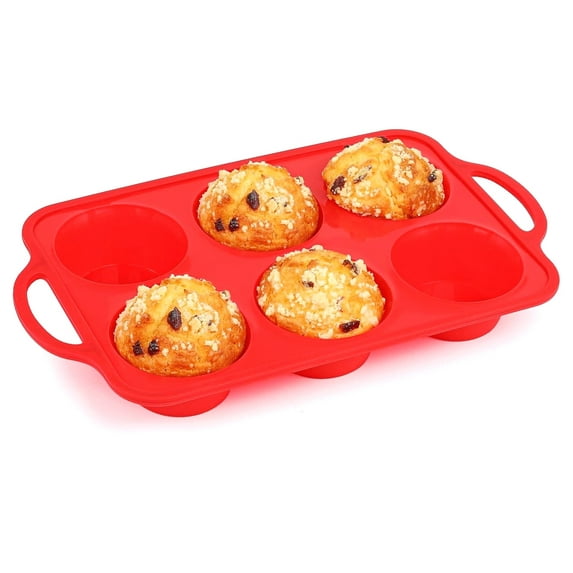 ANYWAY.GO 1 Piece Muffin Pan with Metal Frame, Nonstick 6 Cup Extra ...