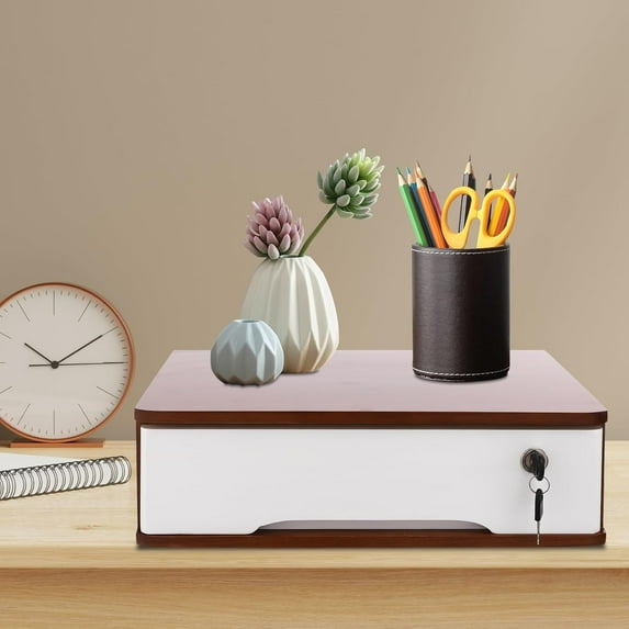 ANYWAY.GO 1-Tier Wooden Desktop Storage Box with Drawers, Office ...