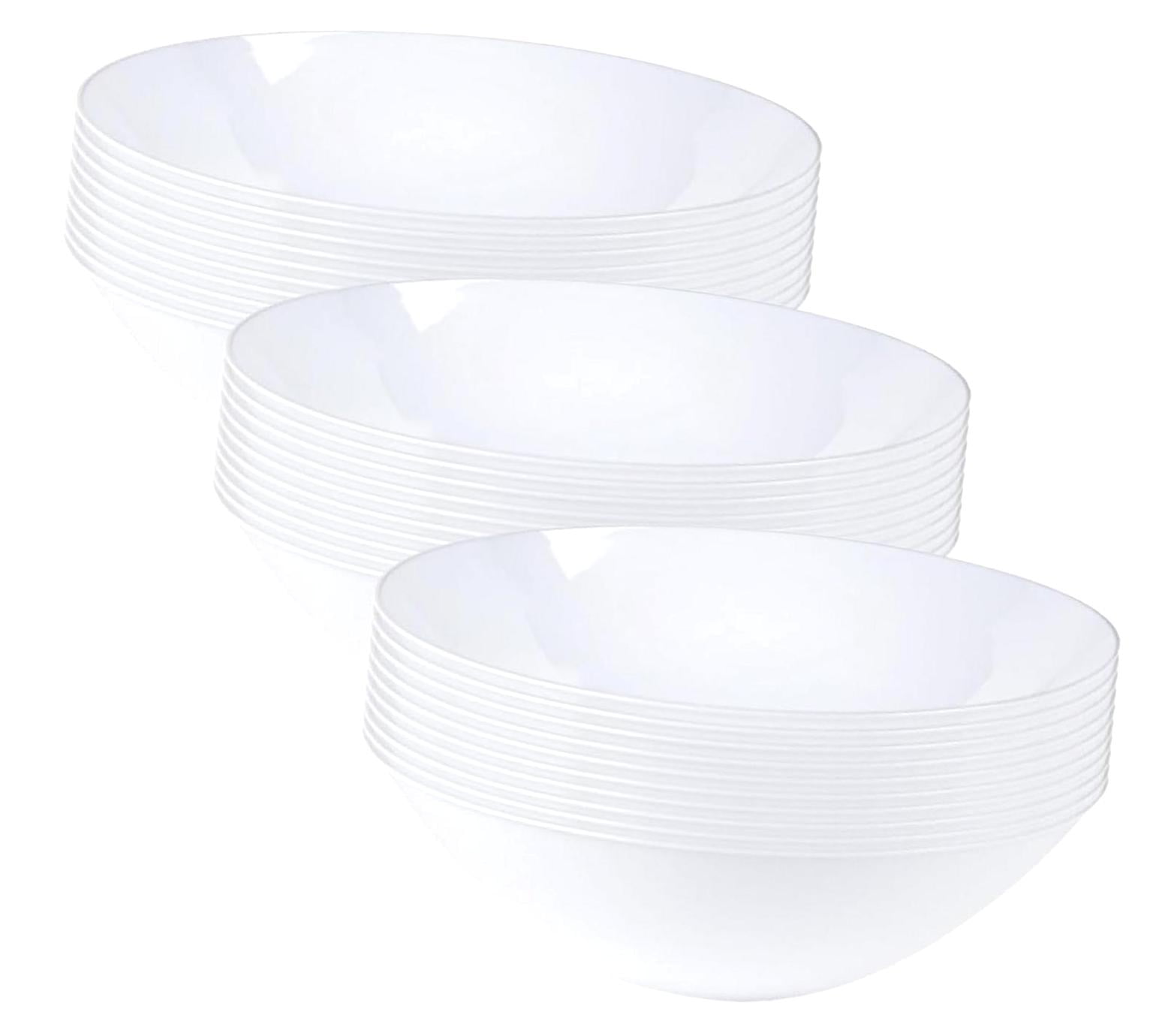 ANYWAY.GO 10-Pack Silver Rim White Bowls (16oz) - Plastic Dinnerware ...