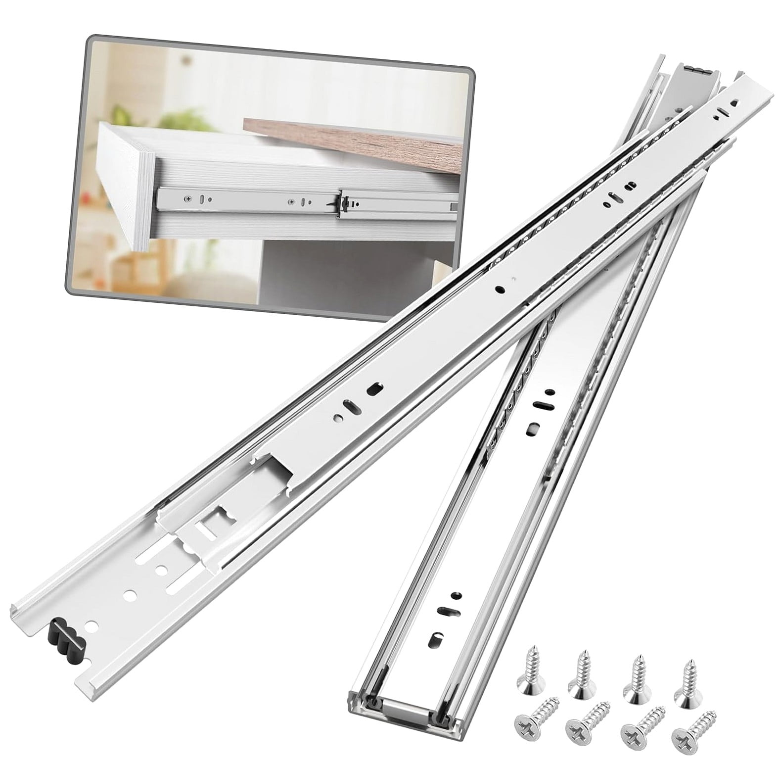 ANYWAY.GO 10 Pair Full Extension Drawer Slides 8 Inch 100 LB Load Side ...