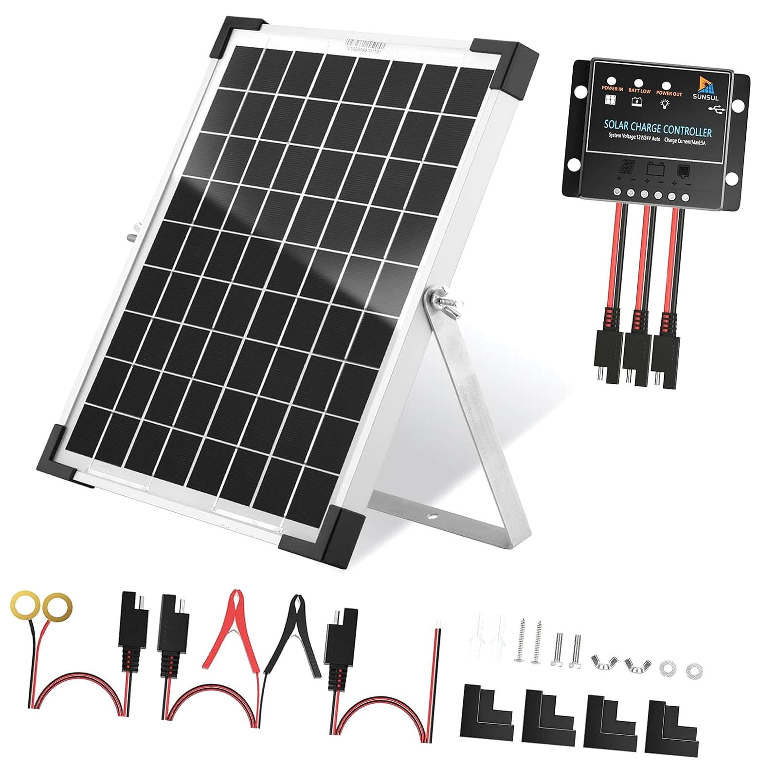 ANYWAY.GO 10 Watt 12V Solar Panel Kit Battery Maintainer Trickle ...