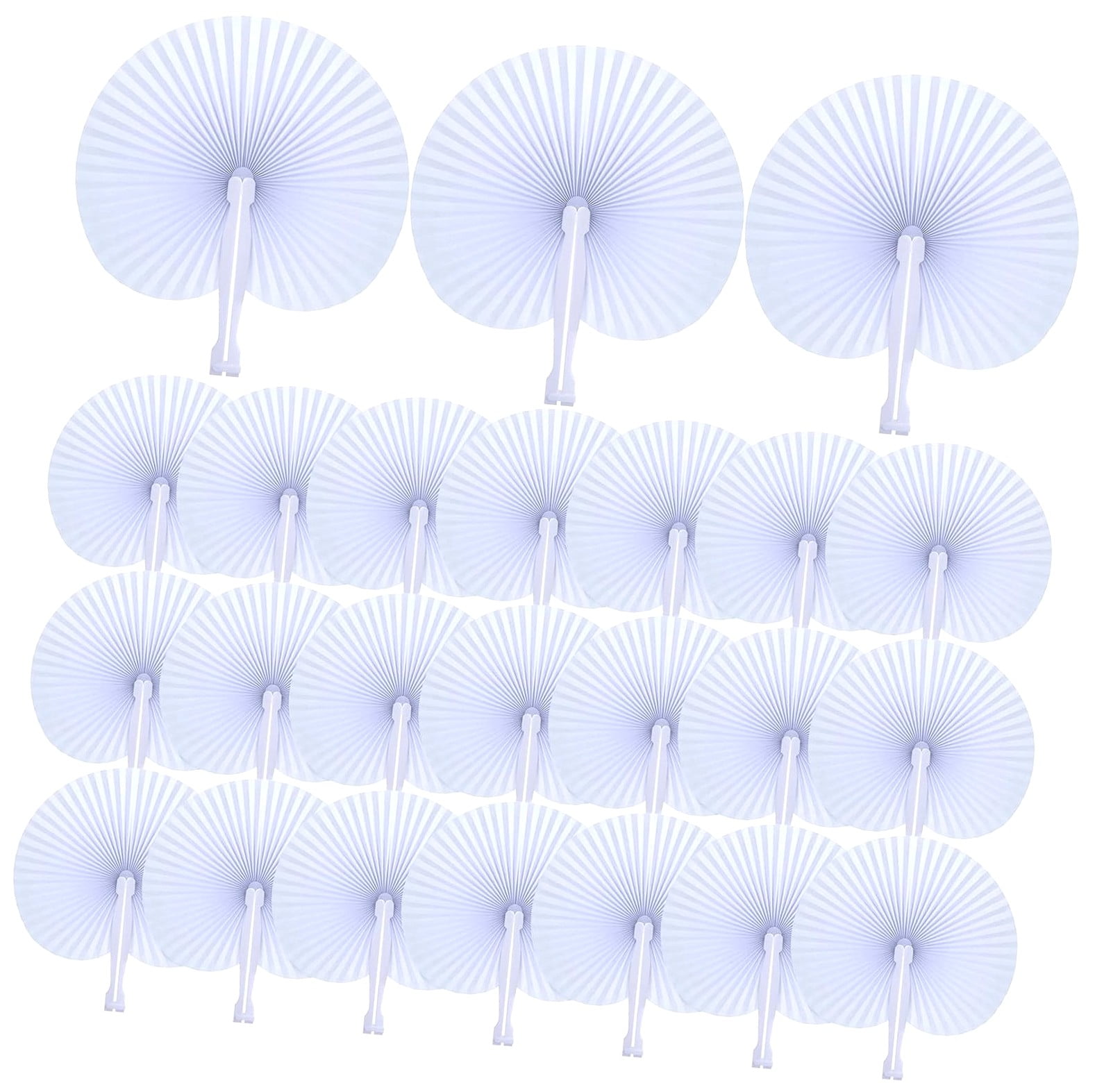 ANYWAY.GO 100 Pieces White Wedding Fan Circular Folding Paper Fans with ...