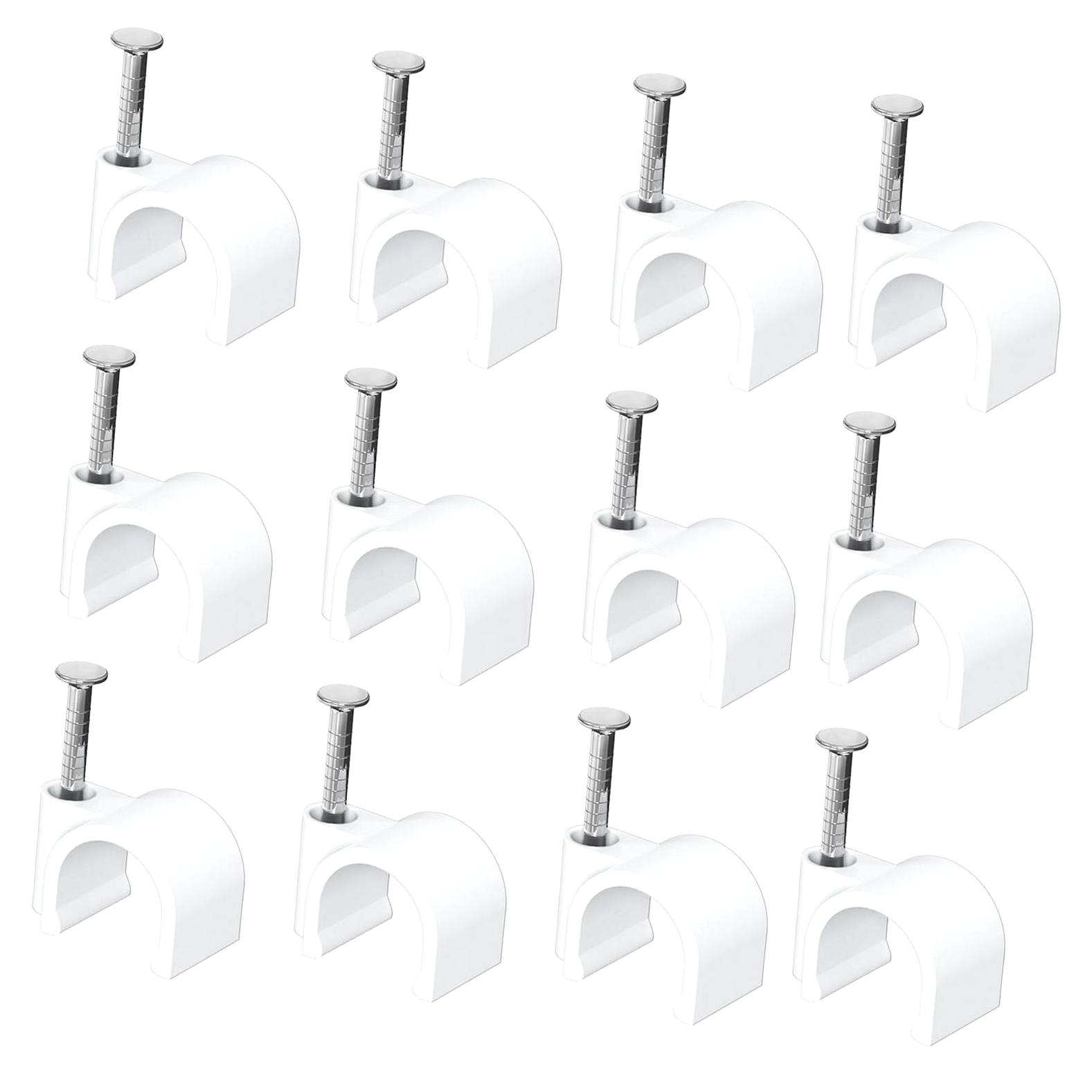 ANYWAY.GO 100Pcs 10mm Wide Cable Clips with Nails, Designed for Round ...