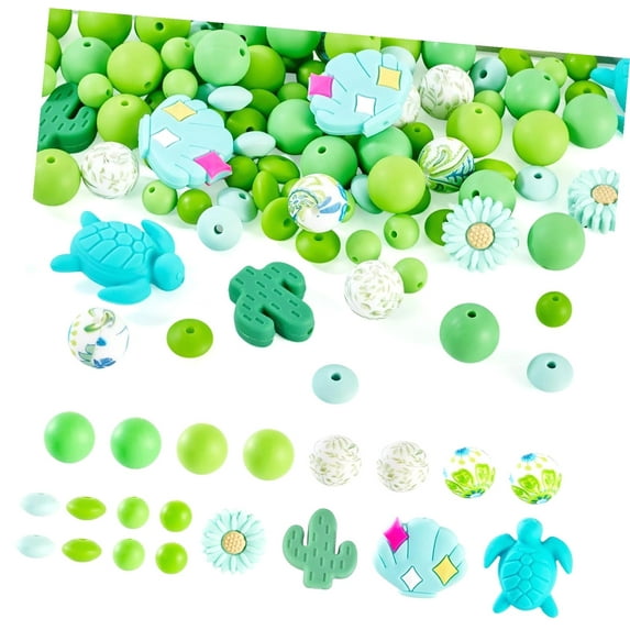 ANYWAY.GO 108 Pcs Theme Focal Bead Blue Rondelle Rubber Round Turtle ...