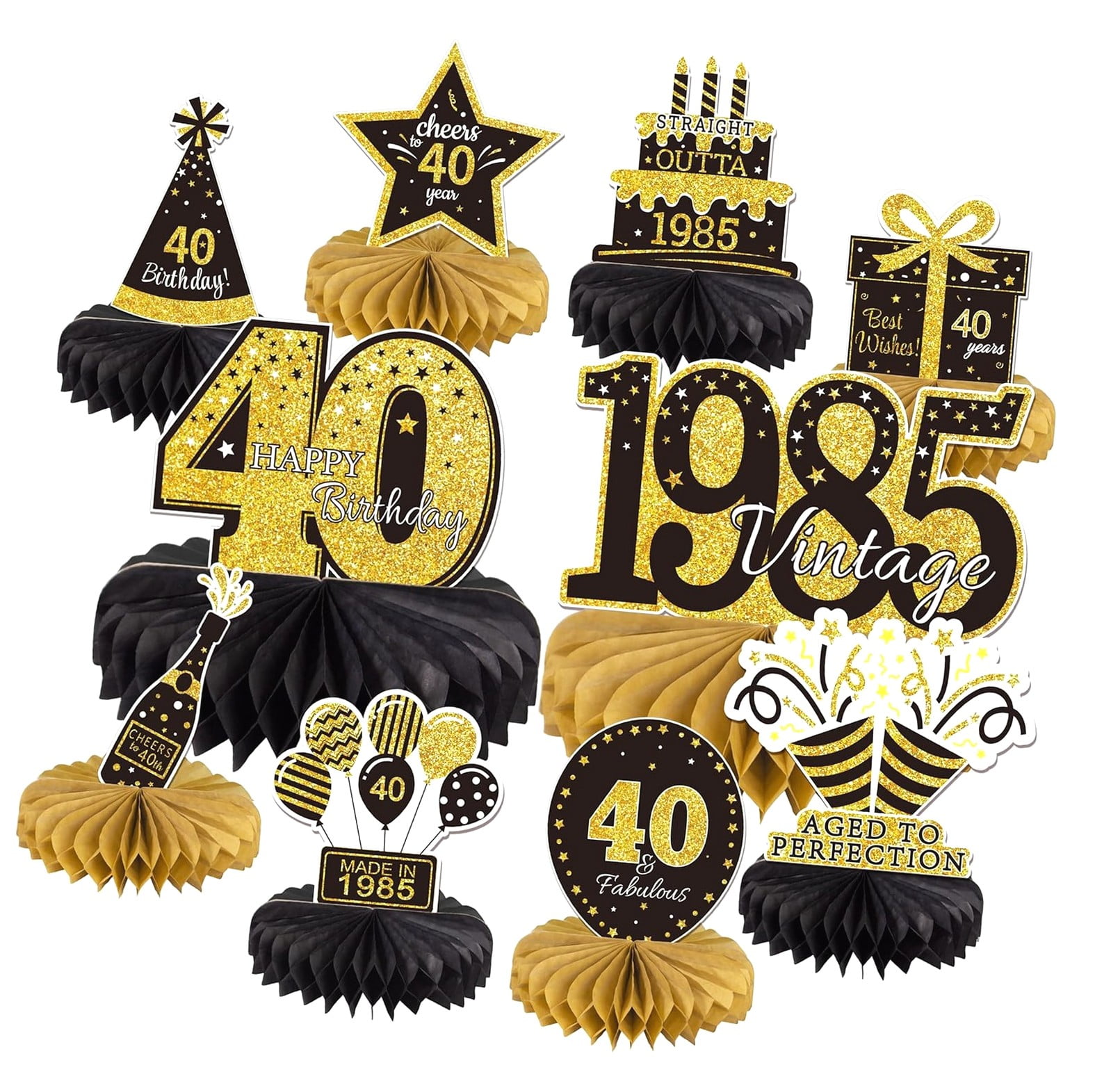ANYWAY.GO 10PCS 40th Birthday Decorations Centerpieces for Table ...