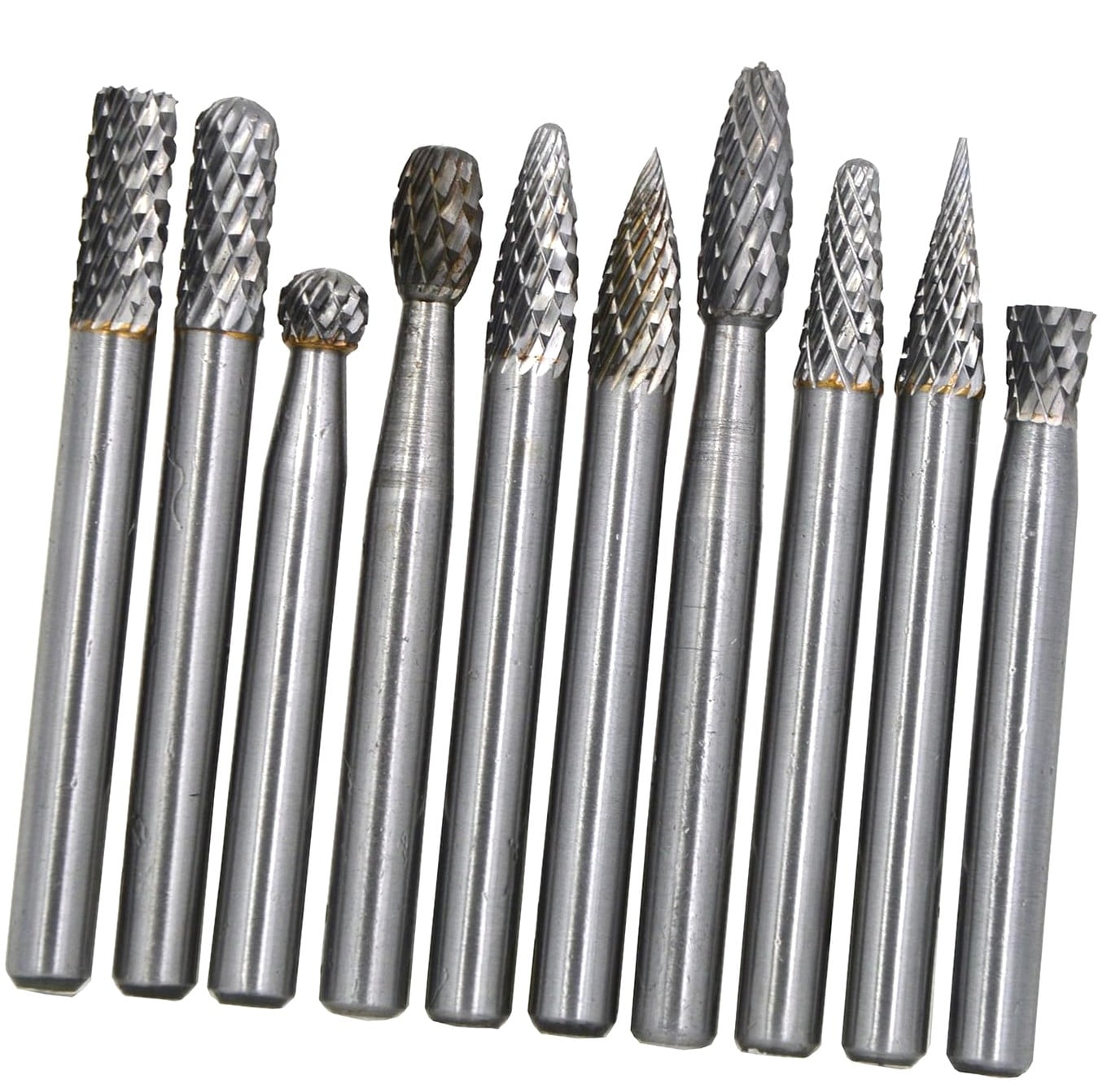 ANYWAY.GO 10Pcs/set 6mm Dia 1/4 Carbide Burrs Double Cylinder Tree Cone ...