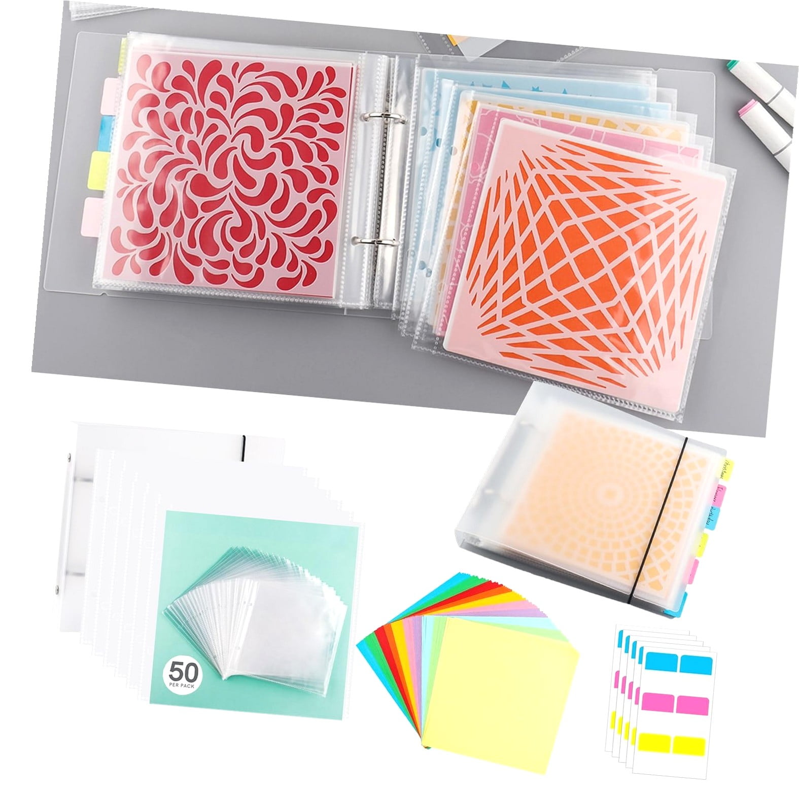 ANYWAY.GO 111 Pages1Sets 6x6 Cookie Stencil Storage Binder Die Cut and ...
