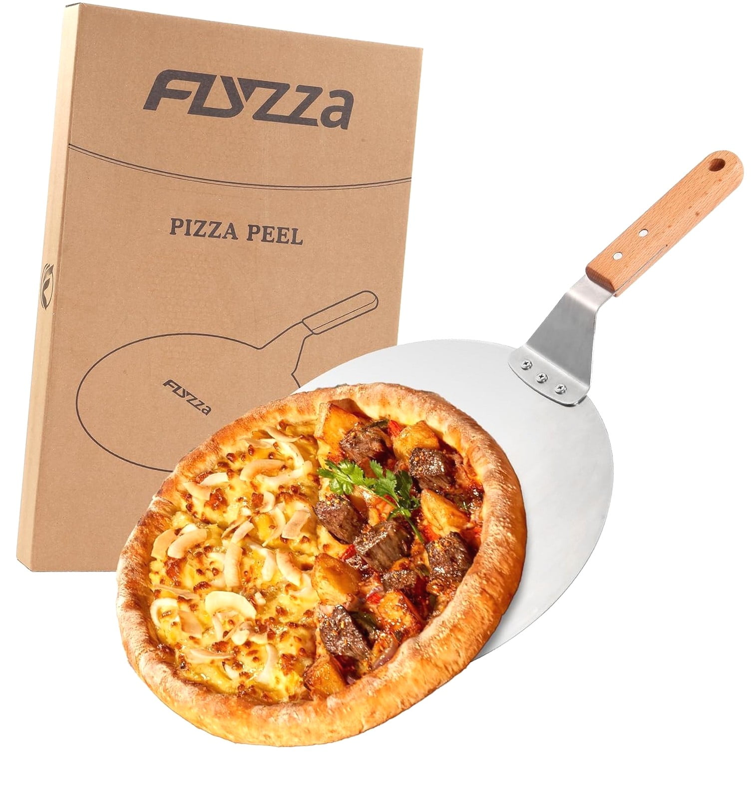 ANYWAY.GO 12 Inch Pizza, Pizza with Ergonomic Long Wood Handle for Oven ...