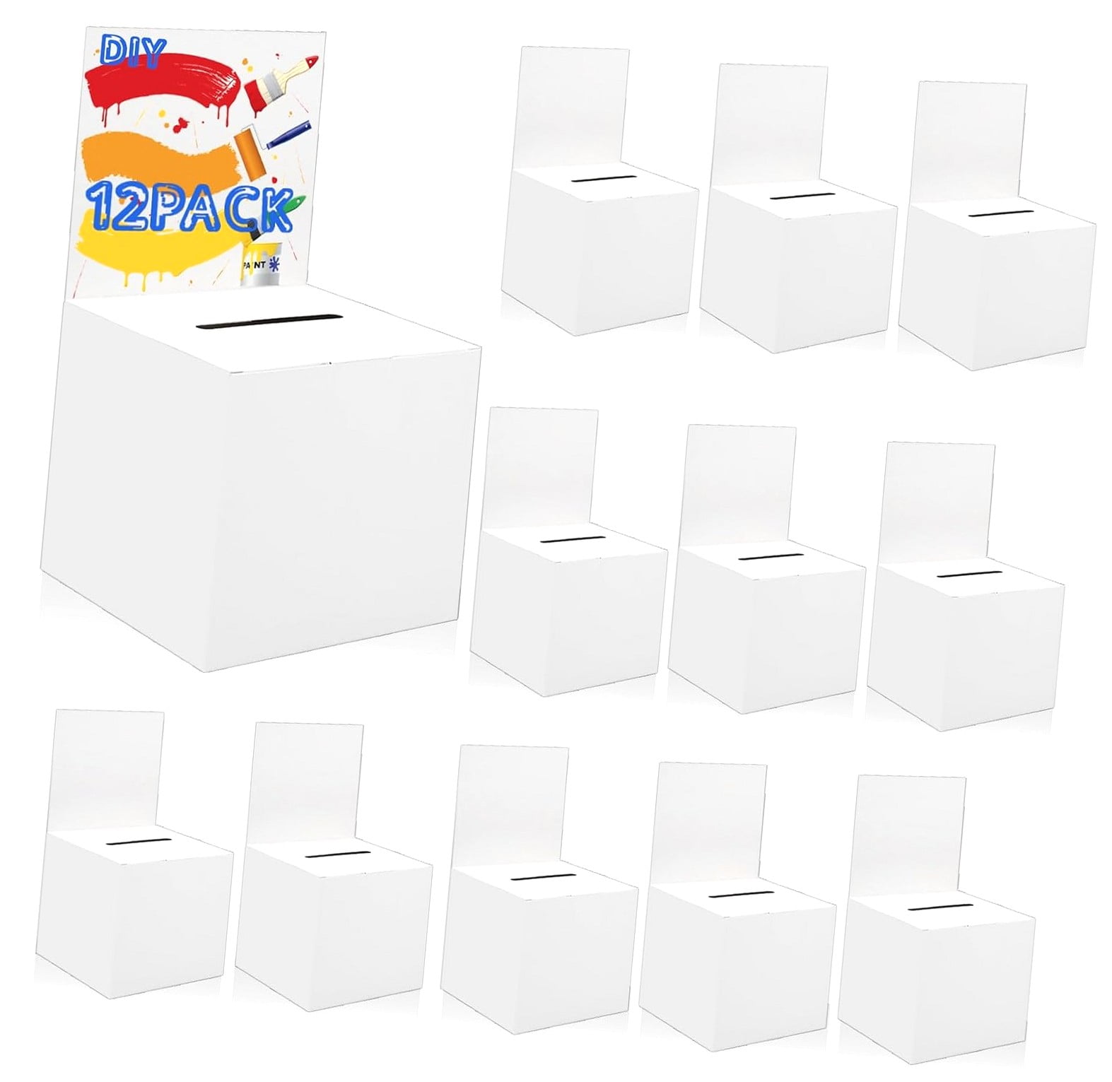 ANYWAY.GO 12 Pack Raffle Ticket Box White Cardboard Suggestion Box with ...