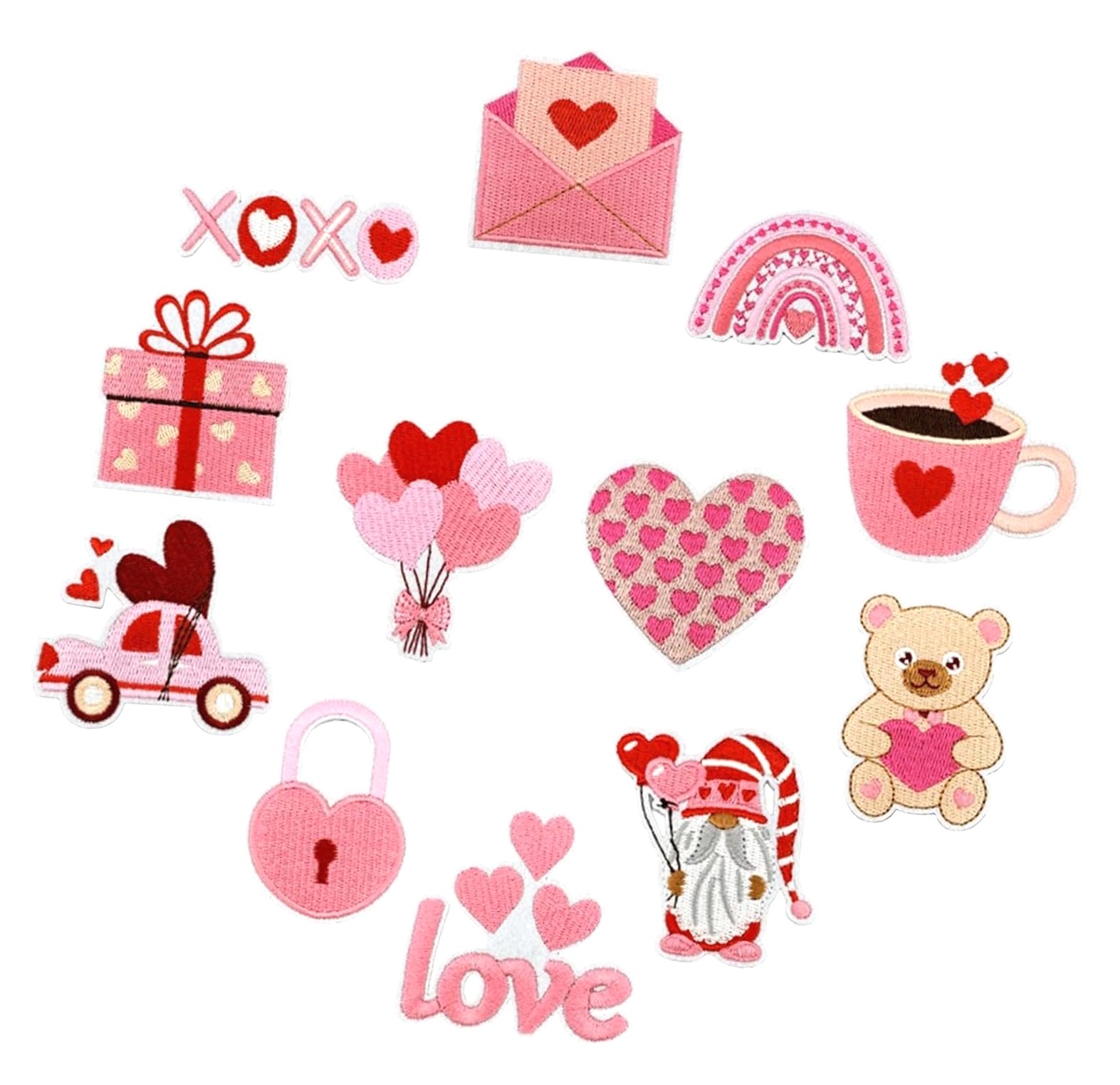ANYWAY.GO 12 Pcs Valentine‘ Day Iron Patches Sew Iron Embroidered ...