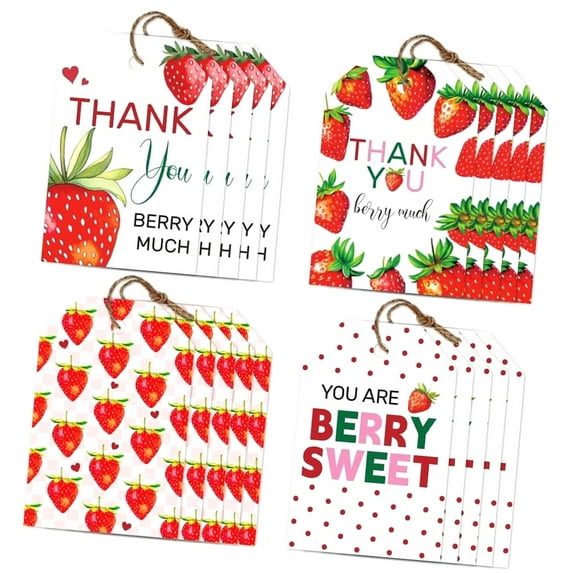ANYWAY.GO 120 Pcs 4 Styles Strawberries Tags Thank You Paper Tags with ...