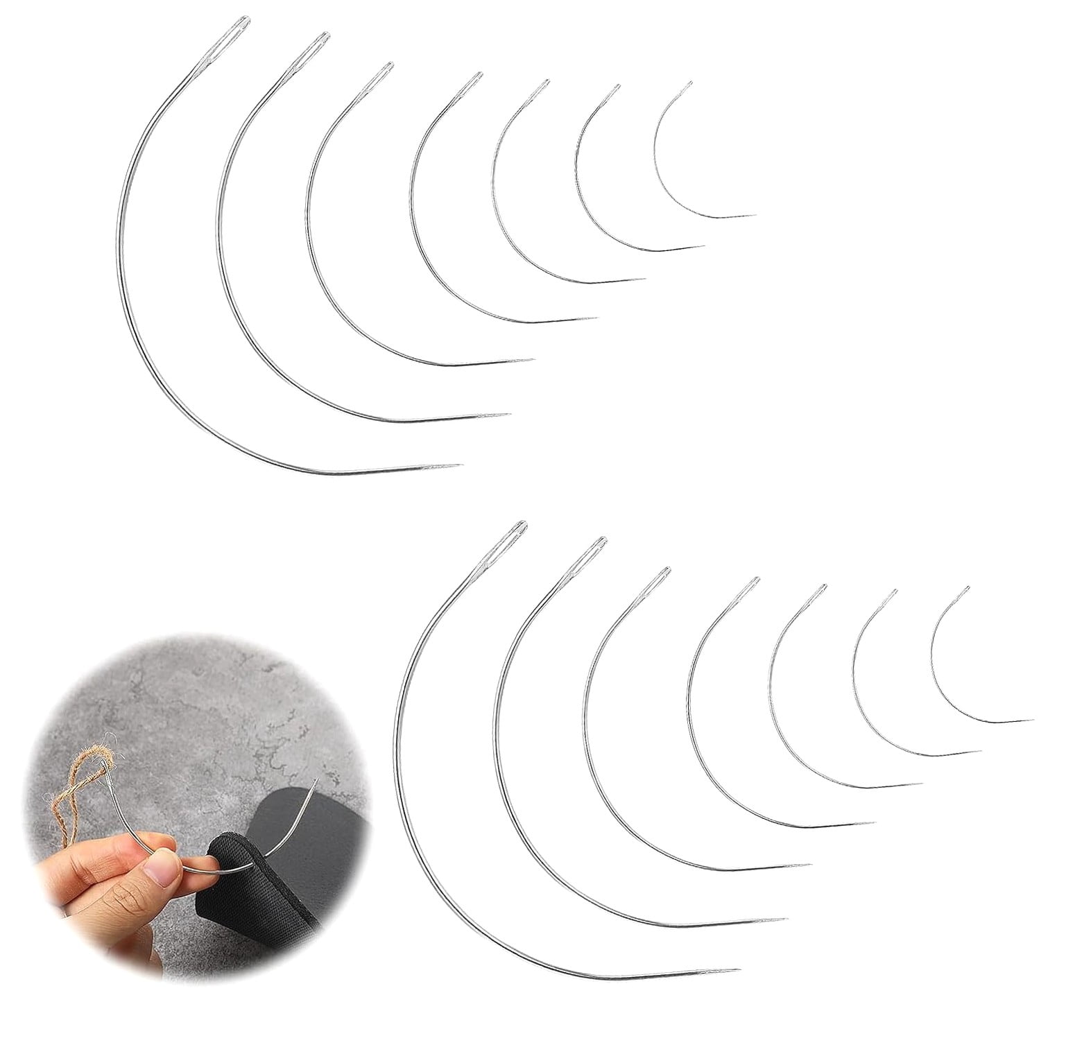 ANYWAY.GO 14PCS Curved Needles 7 Sizes -Type Weaving Upholstery Hand ...