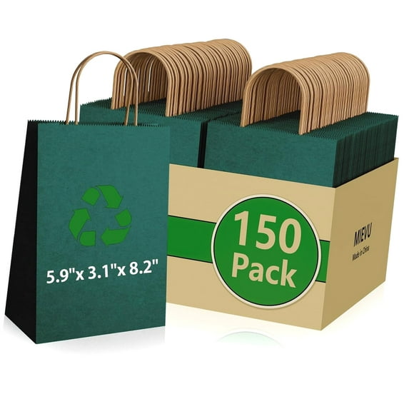 ANYWAY.GO 150Pack Small with Handles, 5.9x3.1x8.2 Inch Paper Bags (130g ...