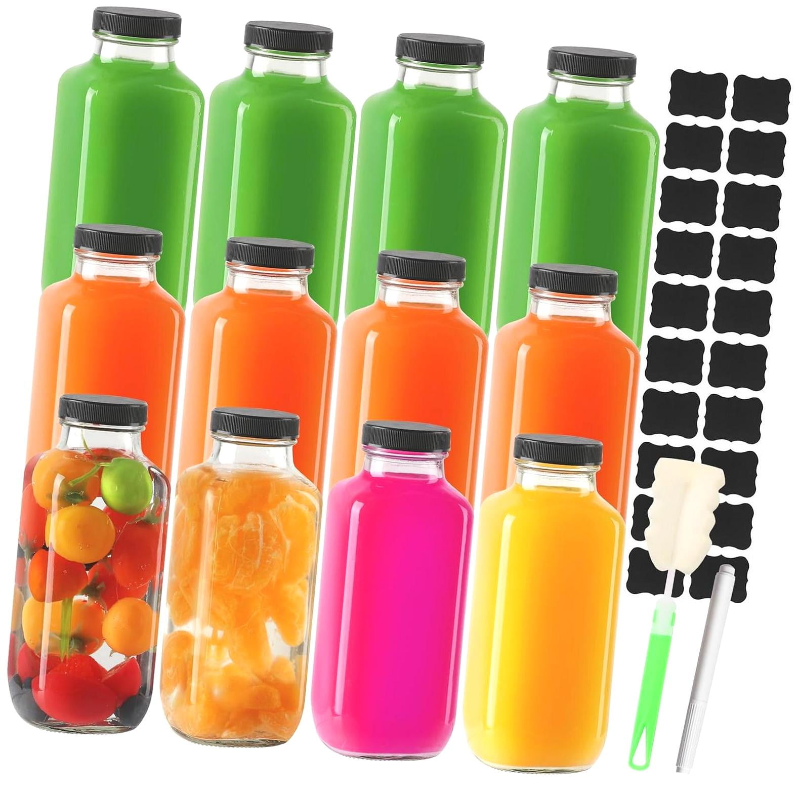 ANYWAY.GO 16 oz Square Glass Bottles, 12-Pack, With For Beverages ...