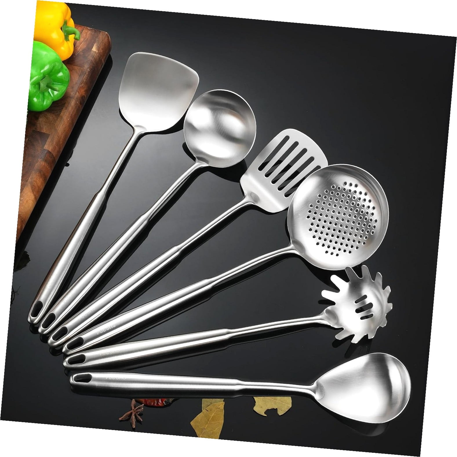ANYWAY.GO 18/10 Steel Kitchen Utensils, 6-Piece All-Metal Cooking ...