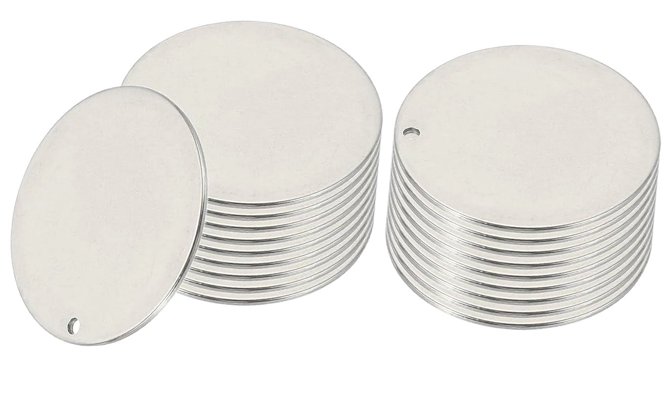 ANYWAY.GO 18 Pcs Metal Blanks, 30mm Round Name Tags Steel Circle Blanks ...