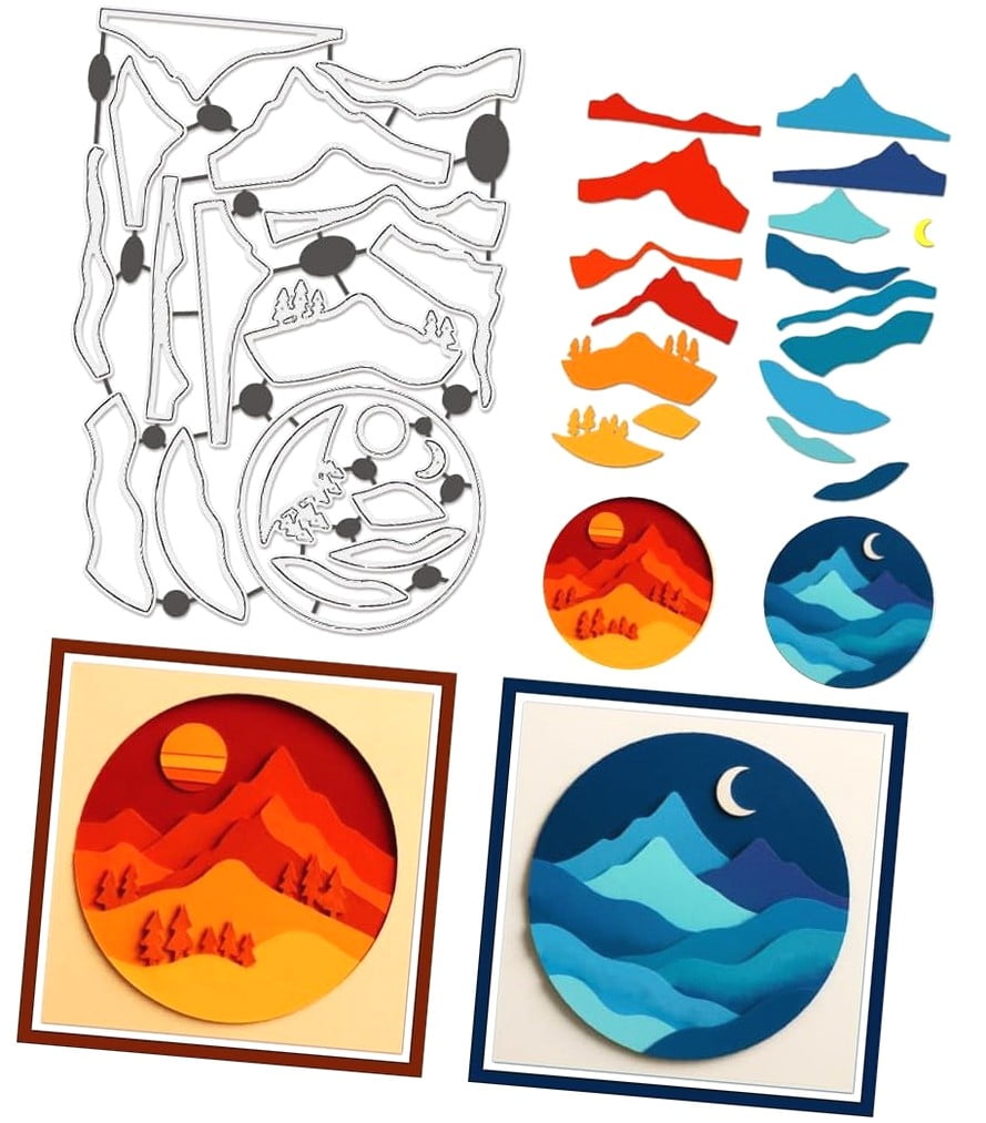 ANYWAY.GO 19Pcs Tree Mountain Sun Metal Circular Mountain View ...