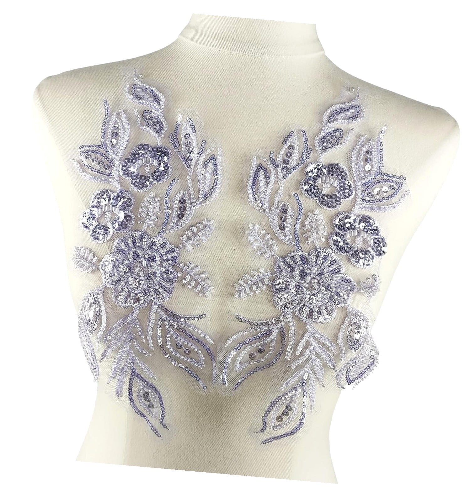 ANYWAY.GO 1Pair 3D Lace Sequin Sew Embroidered Lace Applique Crafts ...