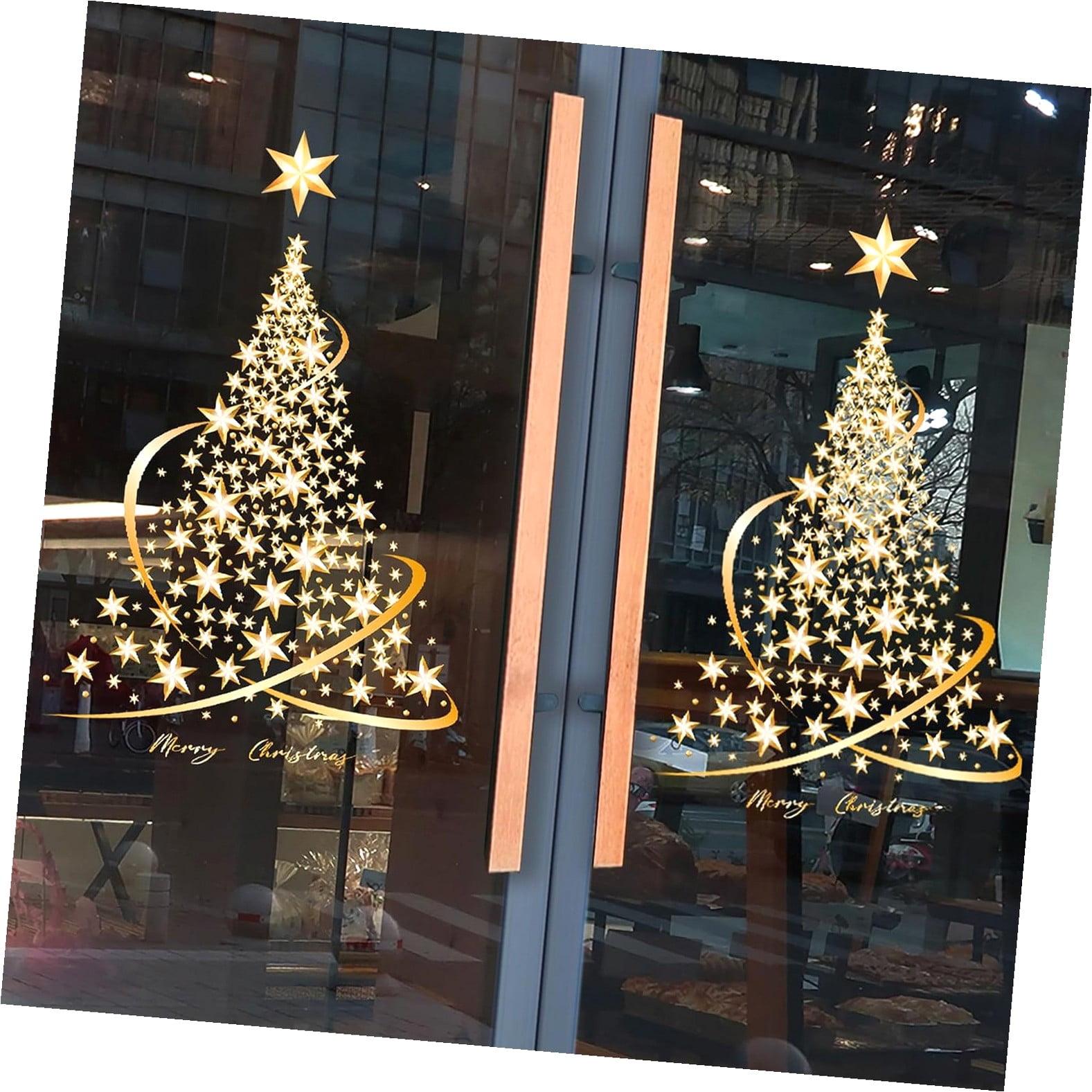ANYWAY.GO 2 Christmas Tree Stickers, Electrostatic Snowflake Window ...
