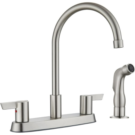 ANYWAY.GO 2 Handle Kitchen Faucets Deck Mounted 3 Hole Kitchen Sink 360 ...