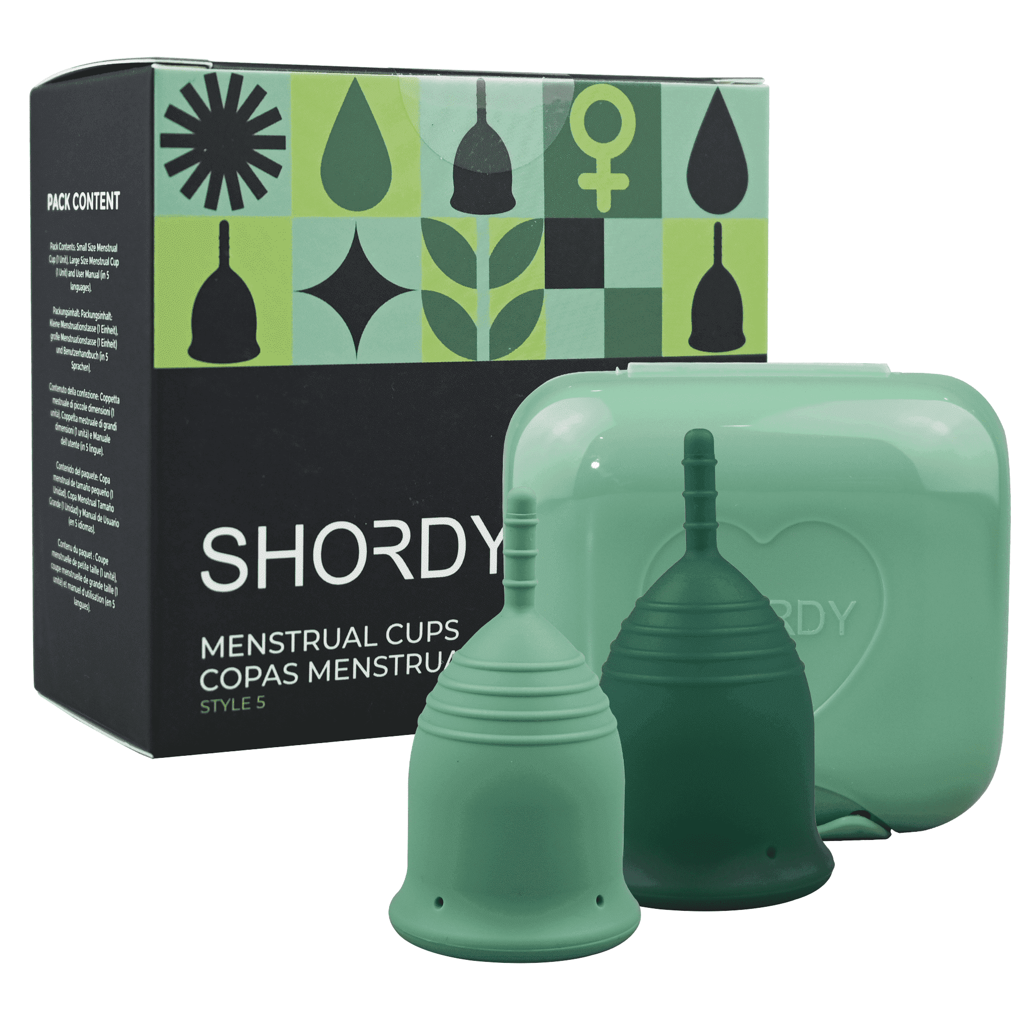 Shordy Menstrual Cup Set of 2 - Small & Large Reusable Period Cups with ...