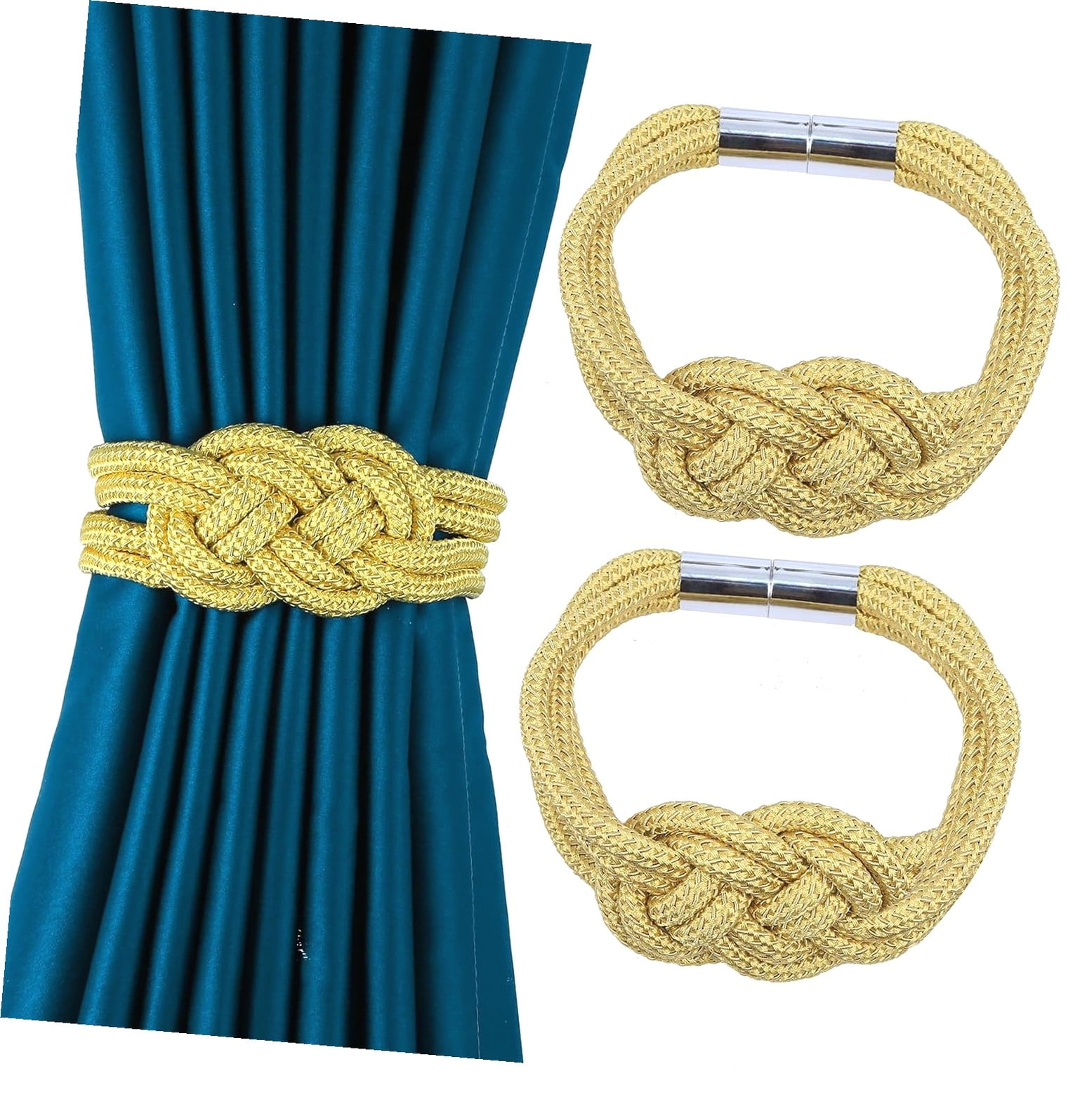 ANYWAY.GO 2 Pack Curtain Tiebacks, Hand Weave Rope Knot Curtain ...