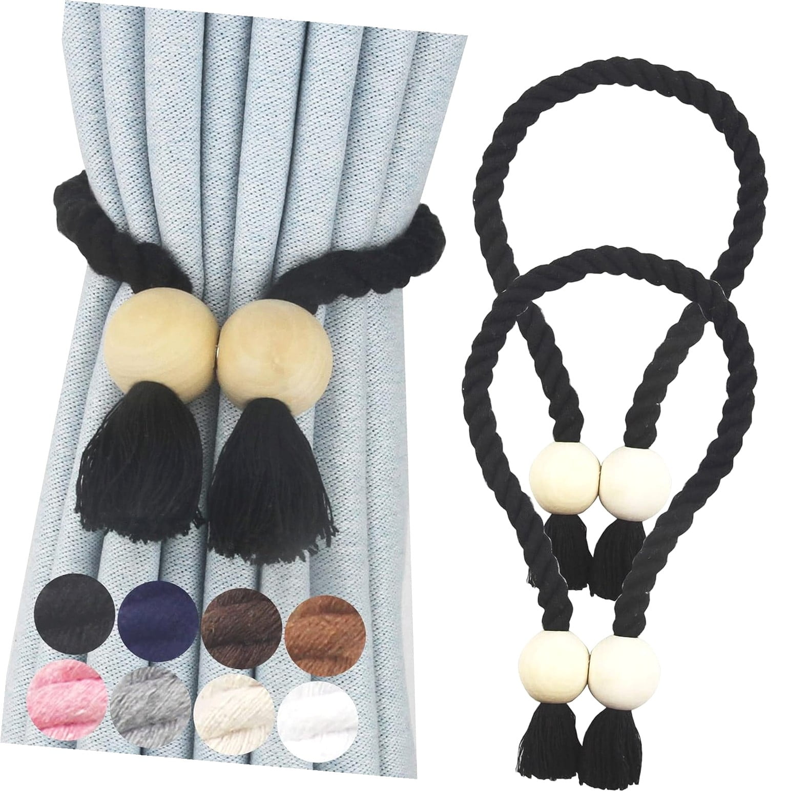 ANYWAY.GO 2 Pack Curtain Tiebacks Hand Woven Tie Back Rope Holdbacks ...