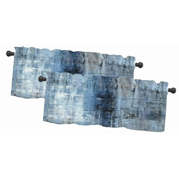 ANYWAY.GO 2-Pack Navy Blue Short Window Valance Curtains, Farmhouse ...
