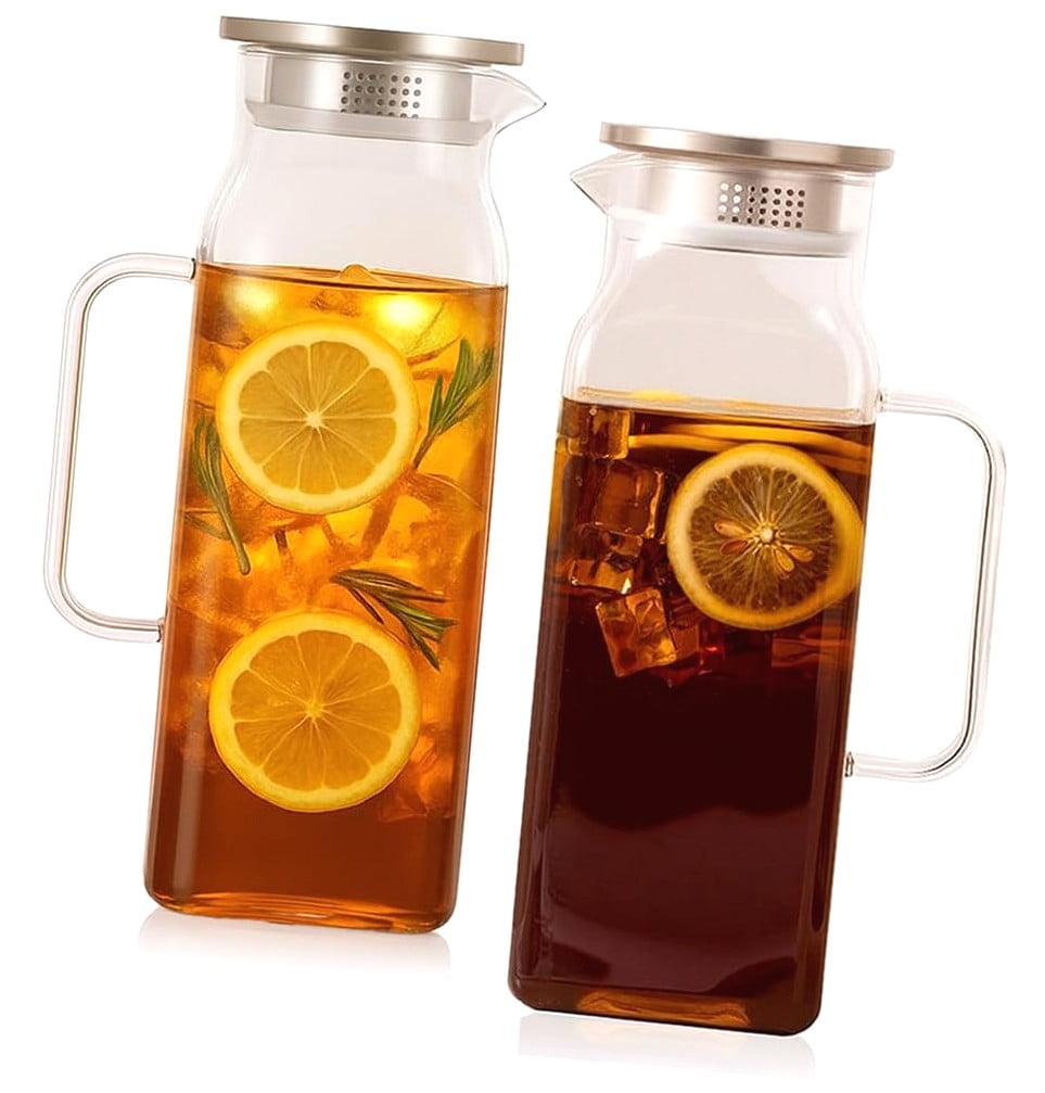 ANYWAY.GO 2 Pack Square Water Pitcher with Lid and Spout, 2L/68oz ...