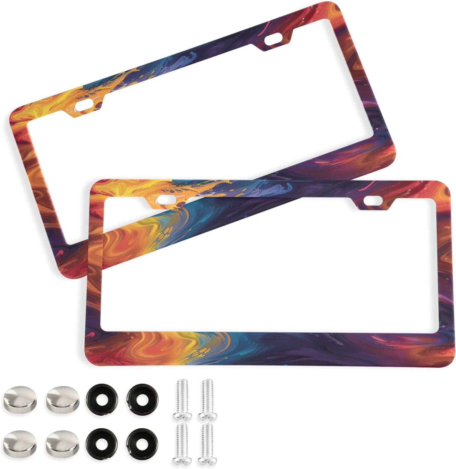 ANYWAY.GO 2 Pack Vibrant Colors License Plate Frames for 2 Screw Tag ...