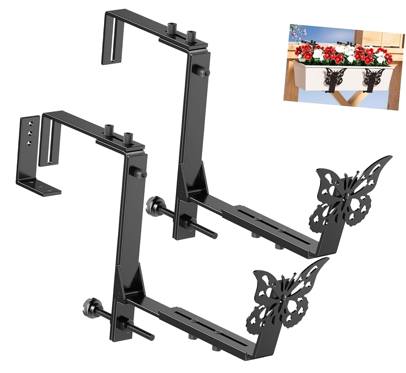 ANYWAY.GO 2 Pack Window Box Brackets, Plant Box Brackets, Box for Deck ...
