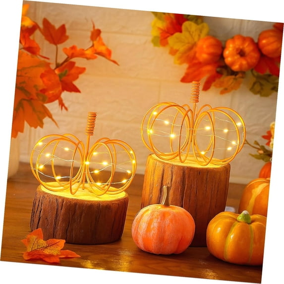 ANYWAY.GO 2-Piece Thanksgiving Metal Wire Pumpkin Light Set, Autumn ...