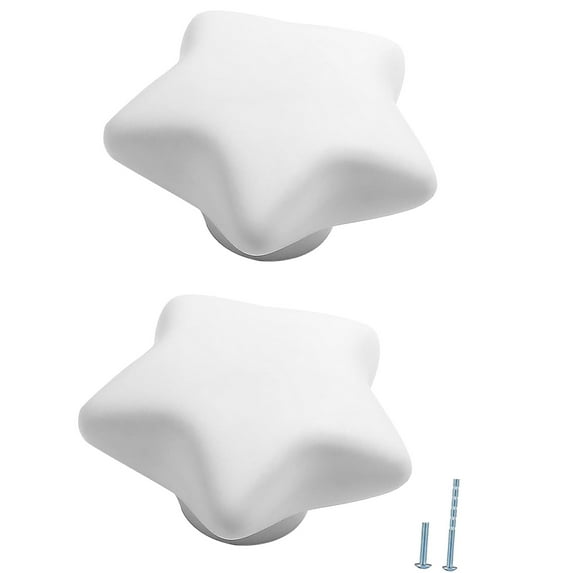 ANYWAY.GO 2-Piece White Star Ceramic Drawer Knobs, Cabinet Pulls ...