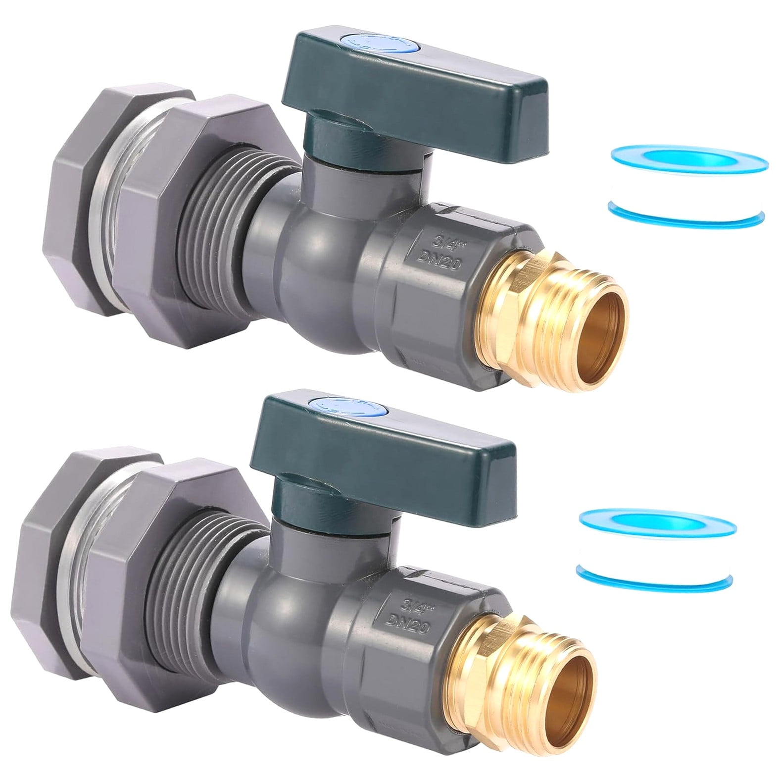 ANYWAY.GO 2 Set 3/4 Inch Barrel Spigot Kit Water Barrel Diverter Kit ...