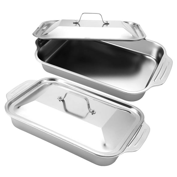 ANYWAY.GO 2 Sets Steel Lasagna Baking Pan with Lid 9x13 Inch Deep ...