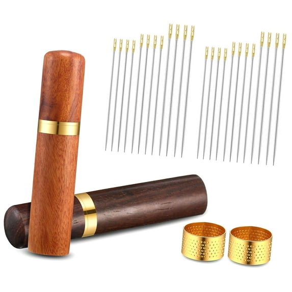 ANYWAY.GO 2 Wooden Needle Cases Storage Box 24 Tail Needles, 2 Copper ...