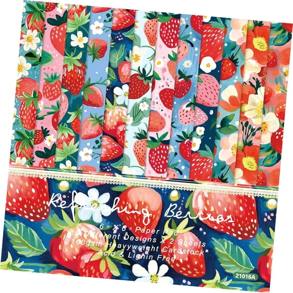 ANYWAY.GO 24 6'' 6'' Fruit Pattern Scrapbook Paper One Sided Cardstock ...