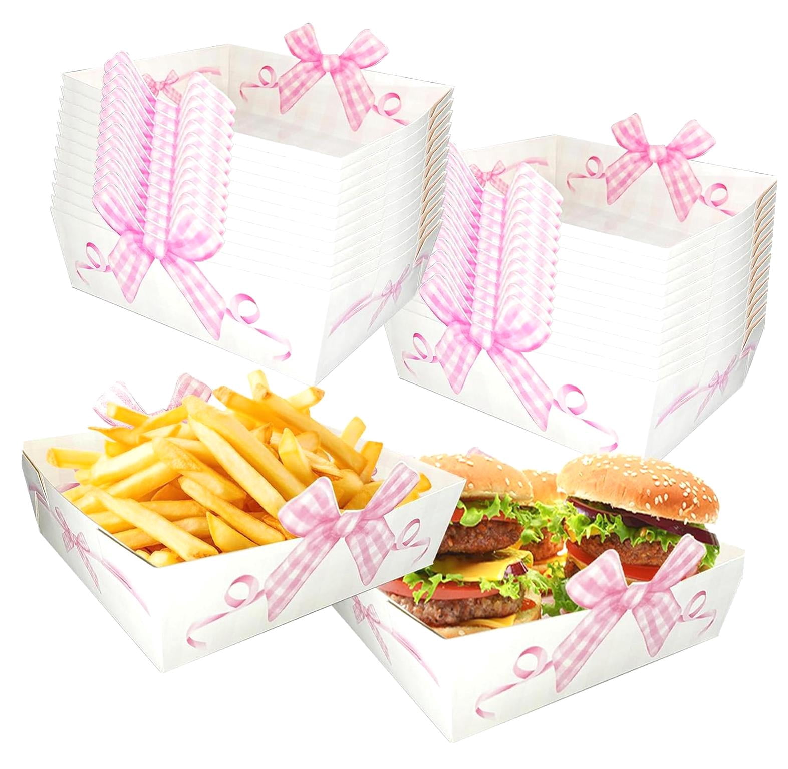 ANYWAY.GO 24PCS Bow Paper Food Trays;Large Size Coquette Birthday ...