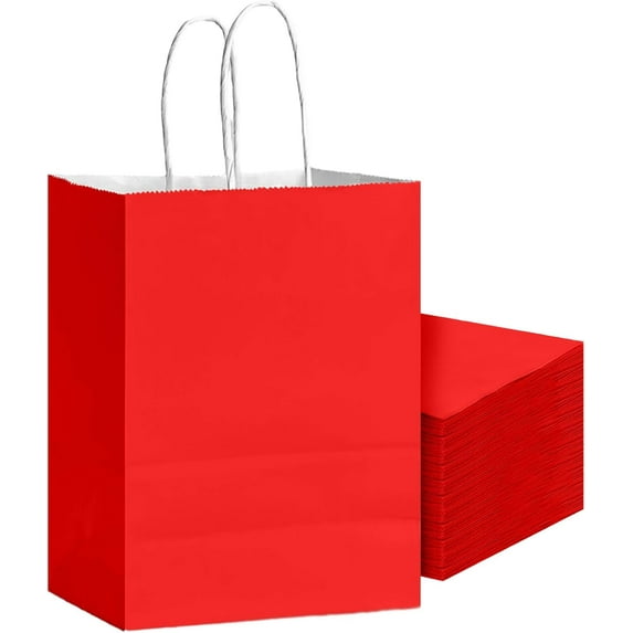 ANYWAY.GO 24Pcs Paper Bag with Handles Bulk Red Paper Bags Multiple ...
