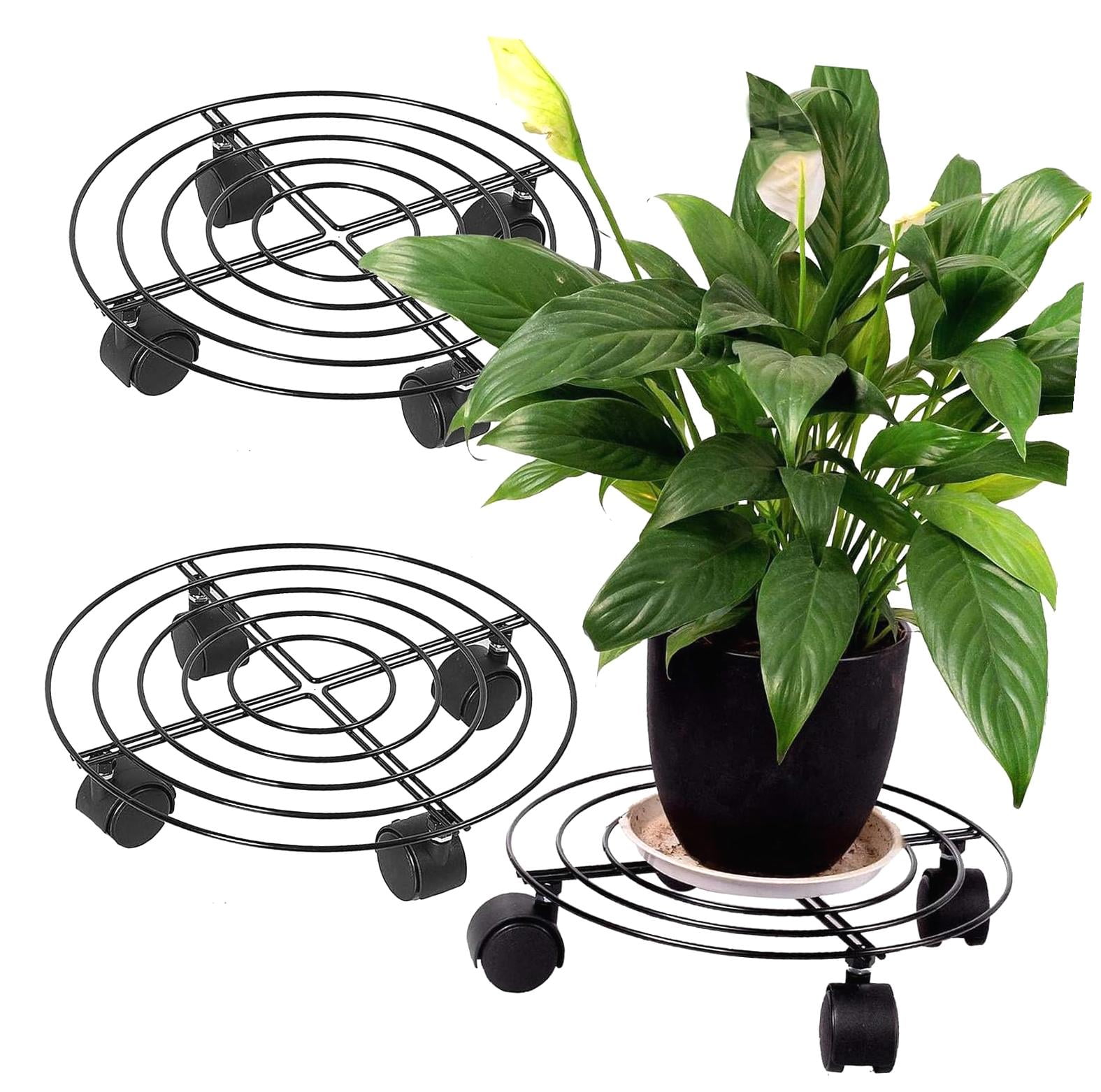 ANYWAY.GO 3 Packs 11.8 Inches Metal Plant Caddy Pots Plant Stand Set ...