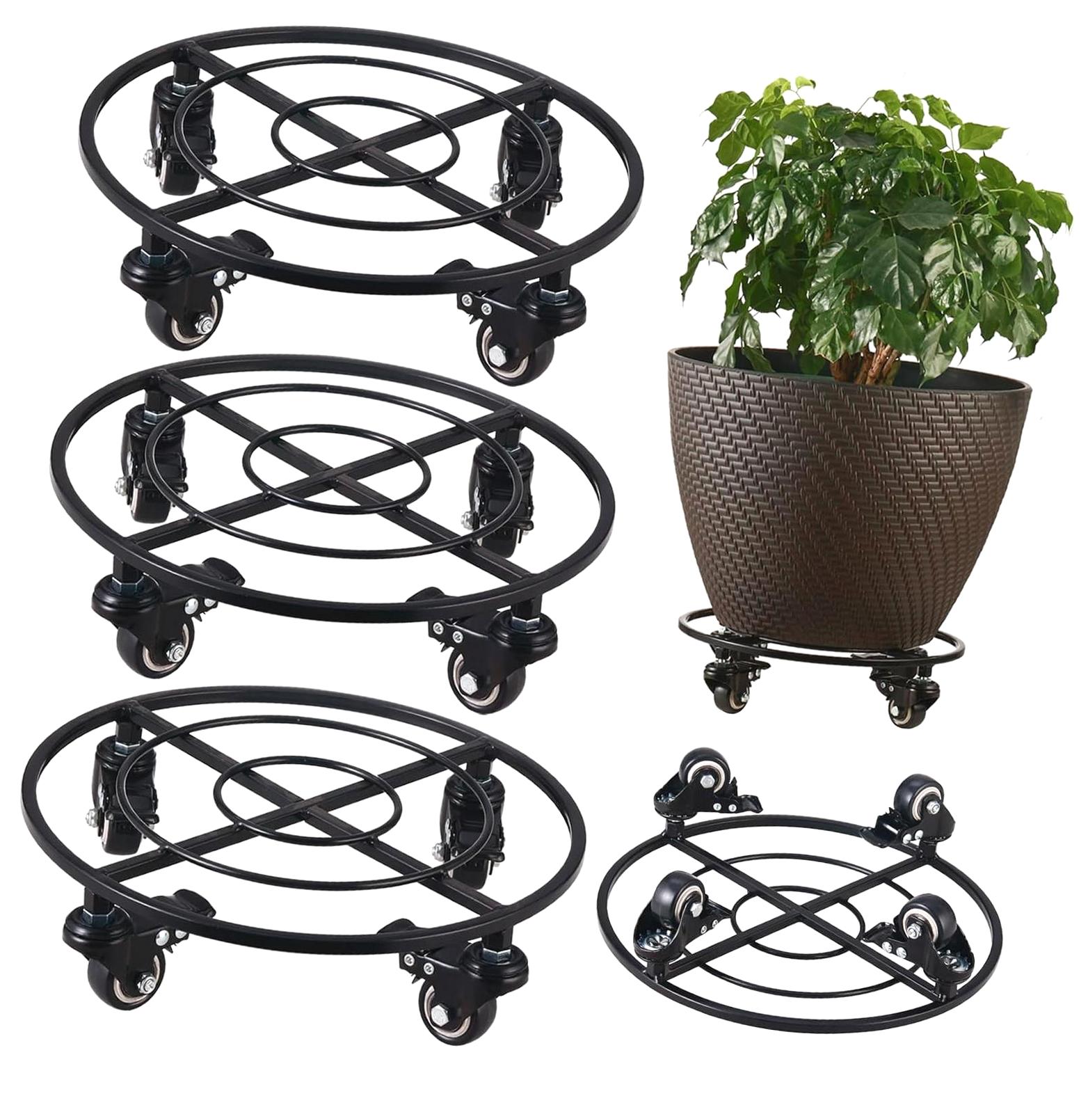 ANYWAY.GO 3 Packs Large Metal Plant Caddy with Wheels 13.6" Rolling ...