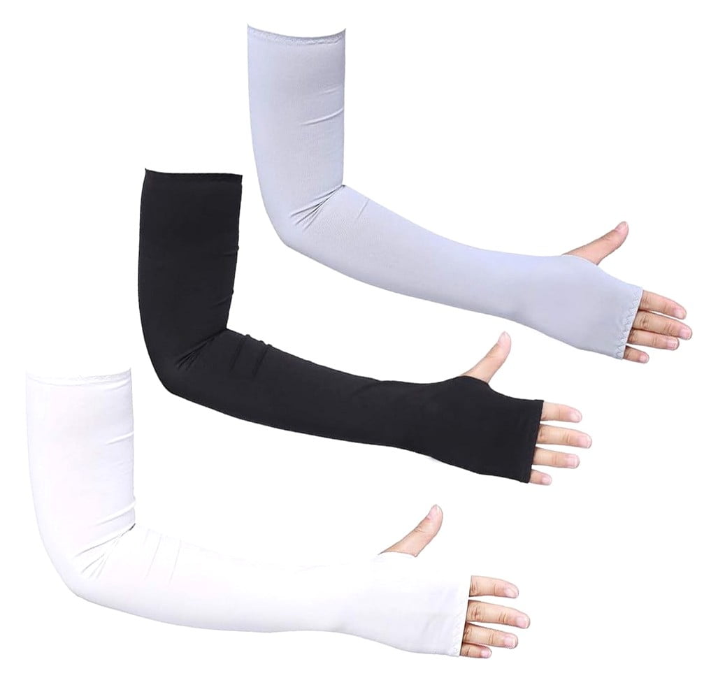 ANYWAY.GO 3 Pairs Arm Sleeves with Thumb Holes, 50+ Compression Long ...