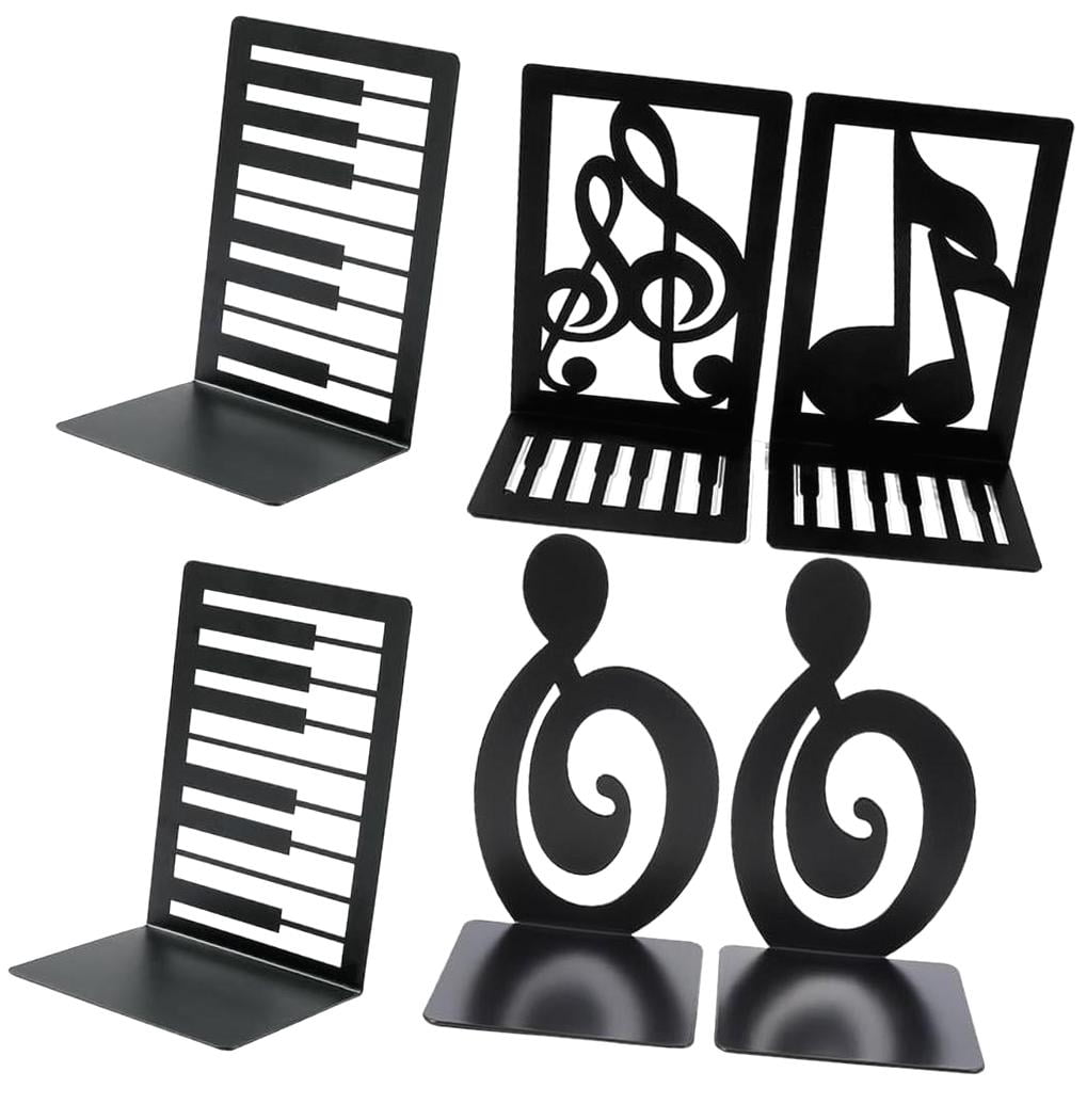 ANYWAY.GO 3 Pairs Creative and White Key Note Metal Bookends L-Shaped ...