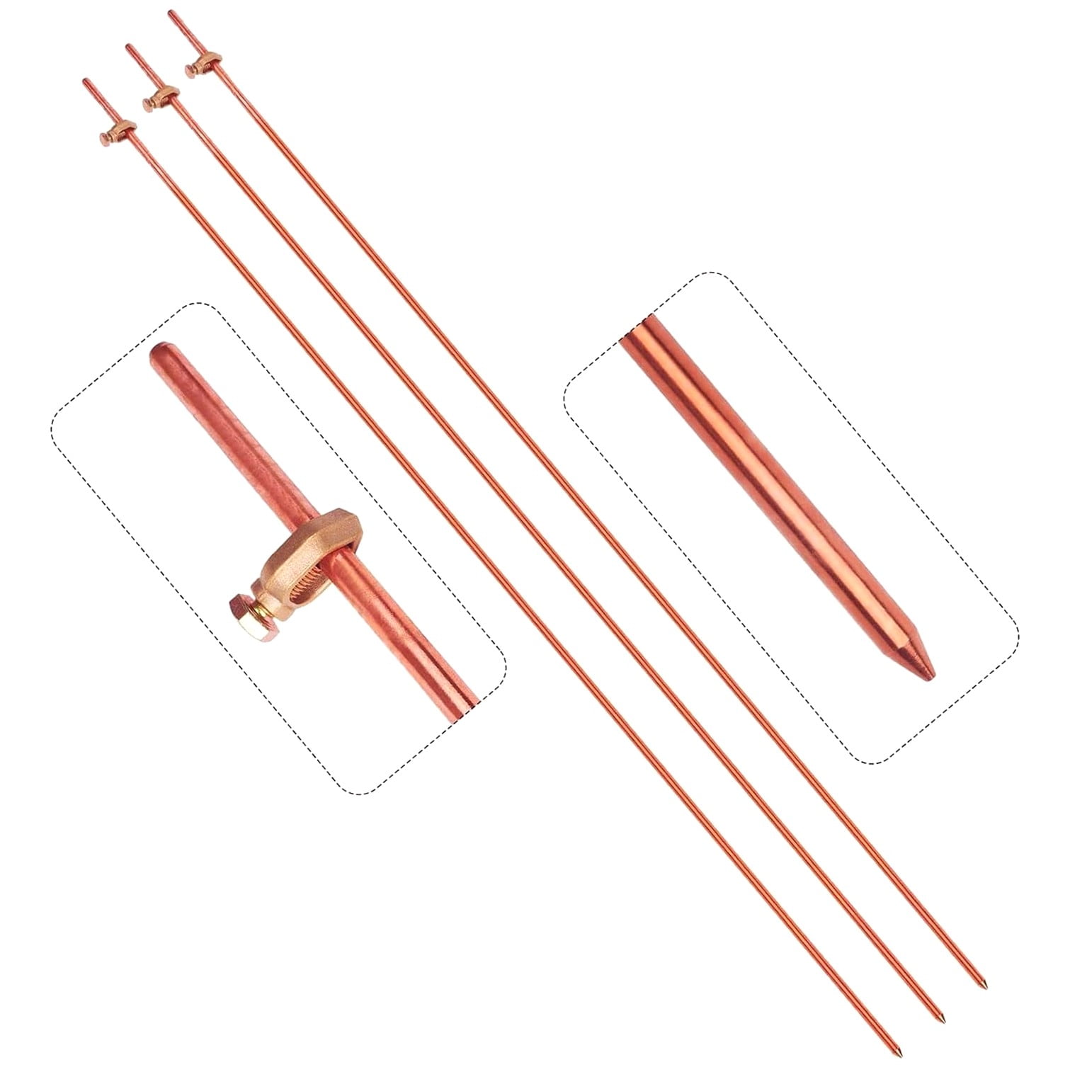 ANYWAY.GO 3 Pcs Grounding Rod with Copper Ground Rod 4ft Electrical ...
