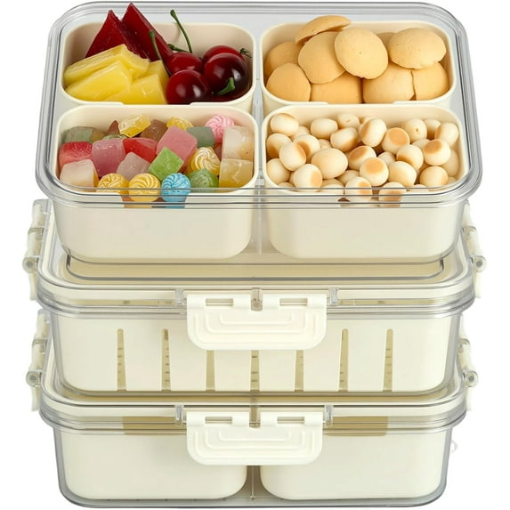 ANYWAY.GO 3 Pcs Snackle Box Container,Divided with Lid, Charcuterie ...