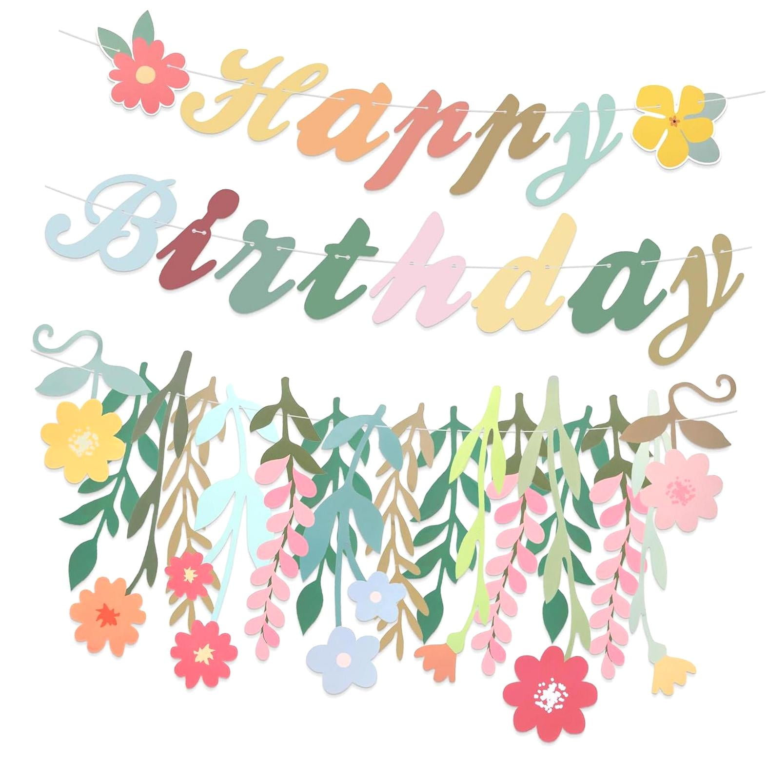 ANYWAY.GO 3-Piece Birthday Party Decorations Wildflower Garland Floral ...