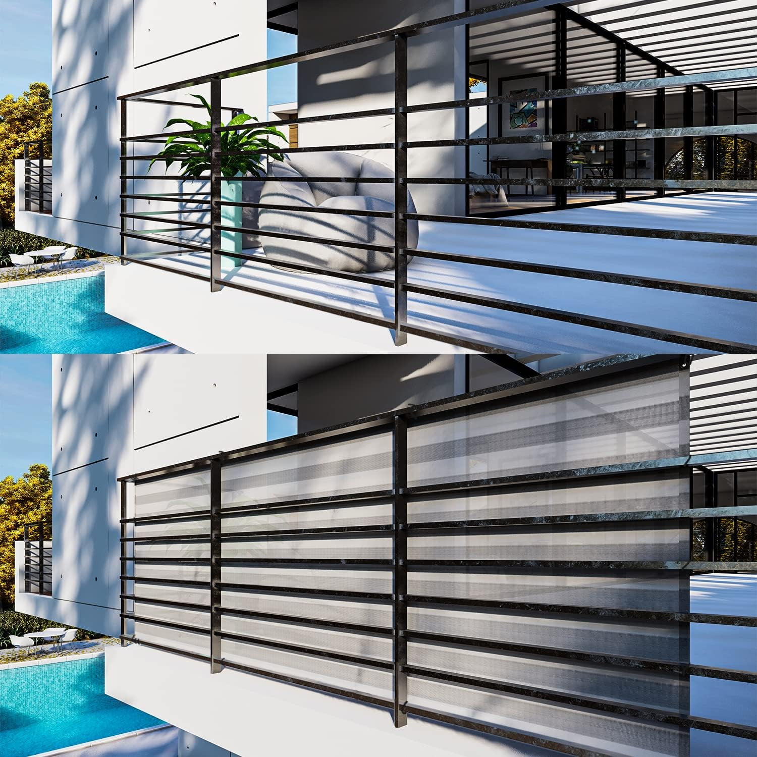 ANYWAY.GO 3' x 14' Balcony Privacy Fence Mesh Screen with Cable Ties ...