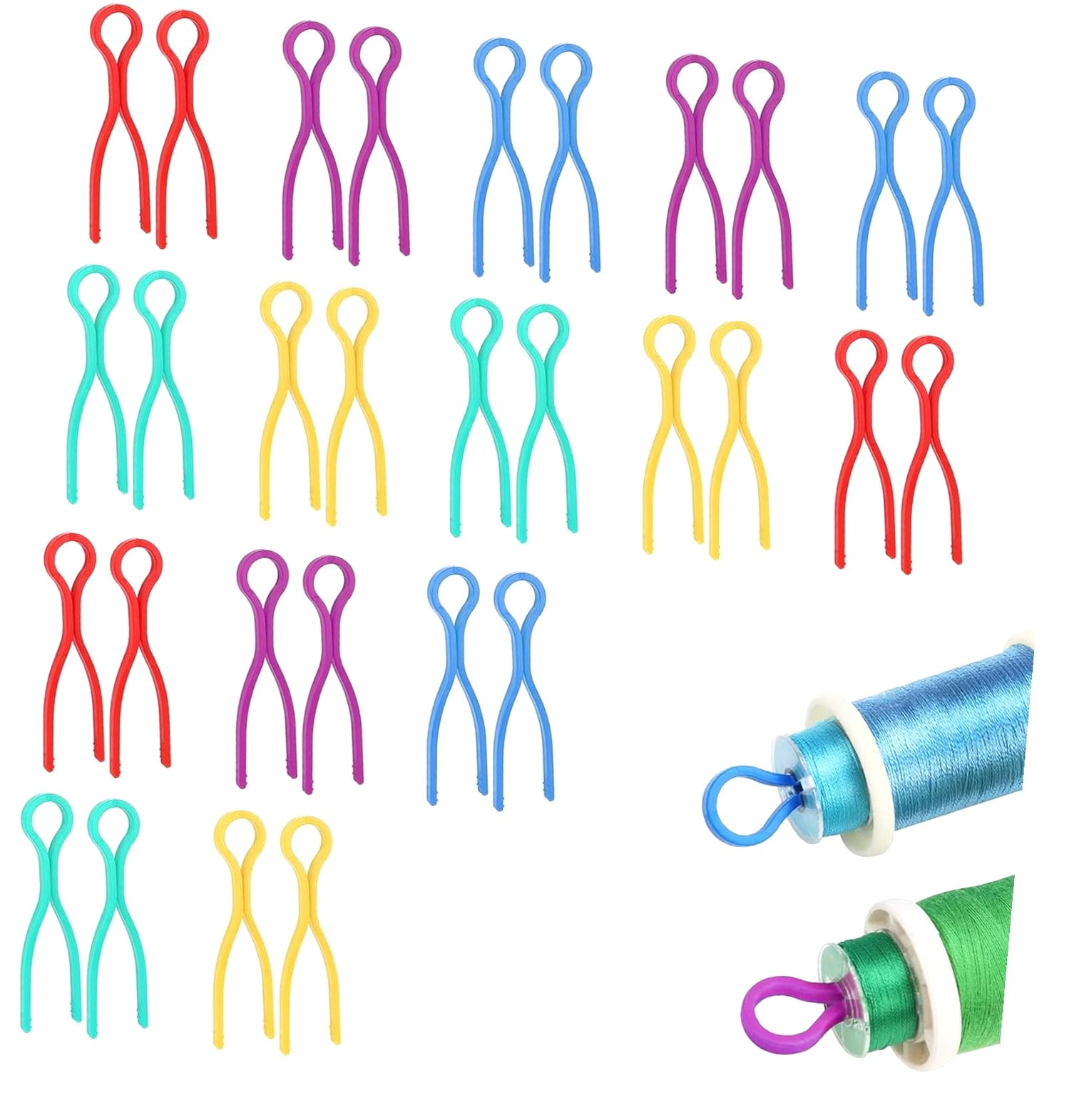 ANYWAY.GO 30Pcs Plastic Bobbin Thread Holders-5 Colors Bobbin Clips for ...