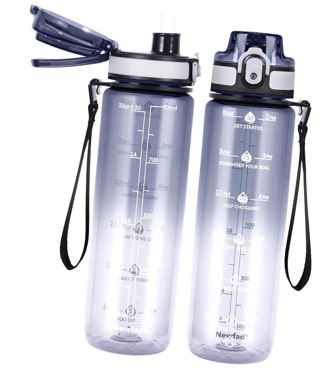 ANYWAY.GO 32 oz Water Bottle with Detachable Straw, Clear Motivational with Time to Drink ...