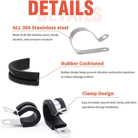 ANYWAY.GO 36-piece 6mm Steel Cable Clamp Set, 1/4" Rubber Cushioned ...